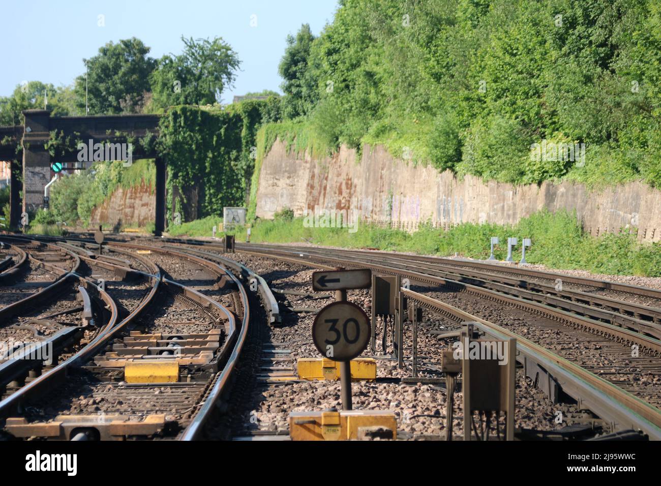 Railway Track with a Crossover and Point Machines in the United Kingdom ...