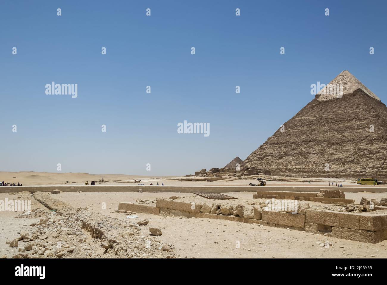 Architectural detail of the Giza pyramid complex located about 13 km ...