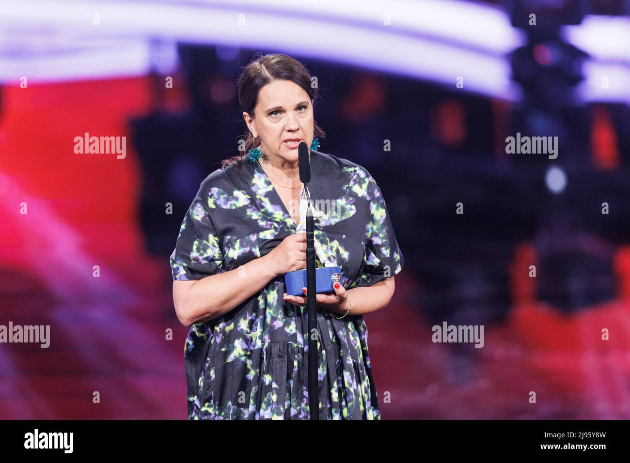 Munich, Germany. 20th May, 2022. Maria Speth, film director, thanks the ...