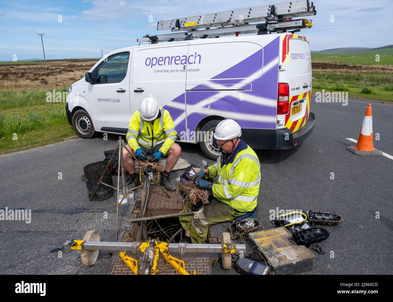 Telecom Engineers working outside on underground phone lines, Finstown ... Telecom Engineers working outside on underground phone lines, Finstown ...