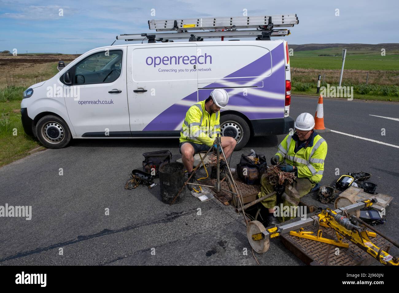 Telecom Engineers working outside on underground phone lines, Finstown ... Telecom Engineers working outside on underground phone lines, Finstown ...