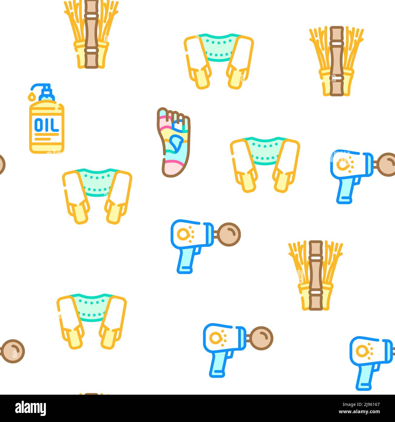 Massage Accessories And Treatment Icons Set Vector Stock Vector Image ...