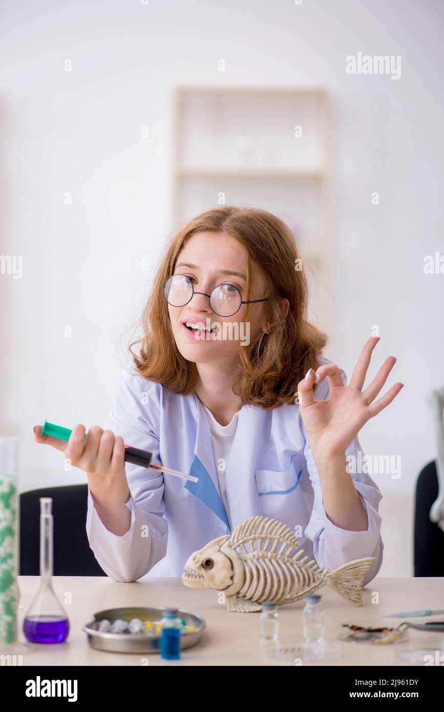 Young female zoologist working at the laboratory Stock Photo - Alamy