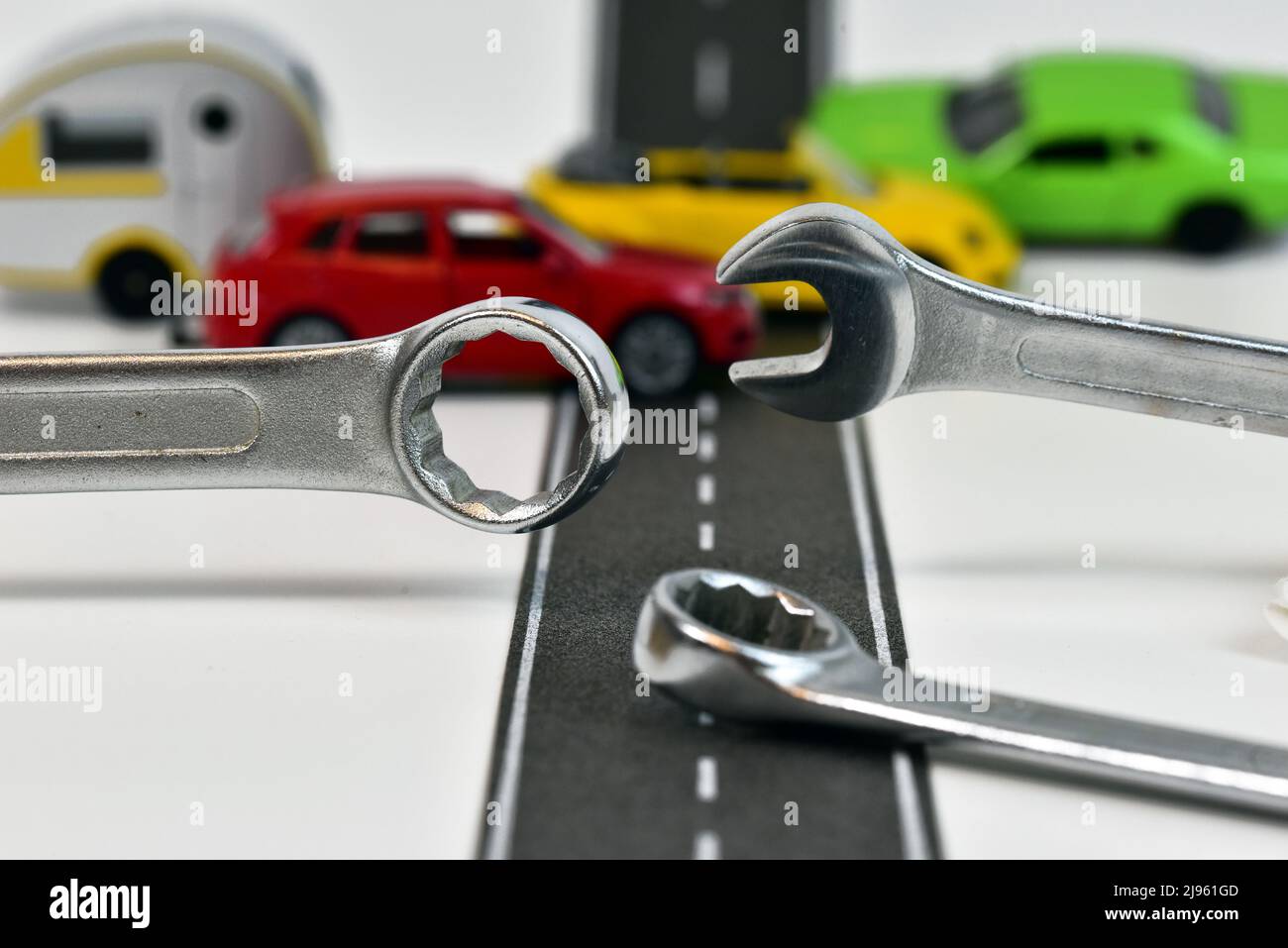 toy car on the road with wrench tools Stock Photo - Alamy