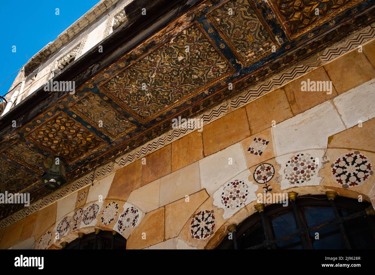 Damascus, Syria -May, 2022: Decoration detail inside the historical ...