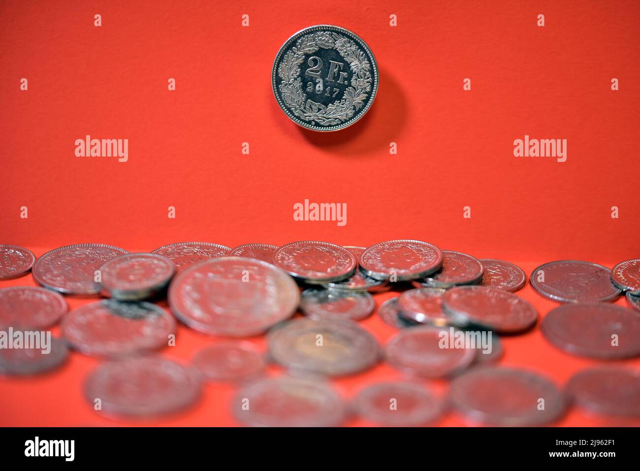swiss money coins Stock Photo - Alamy