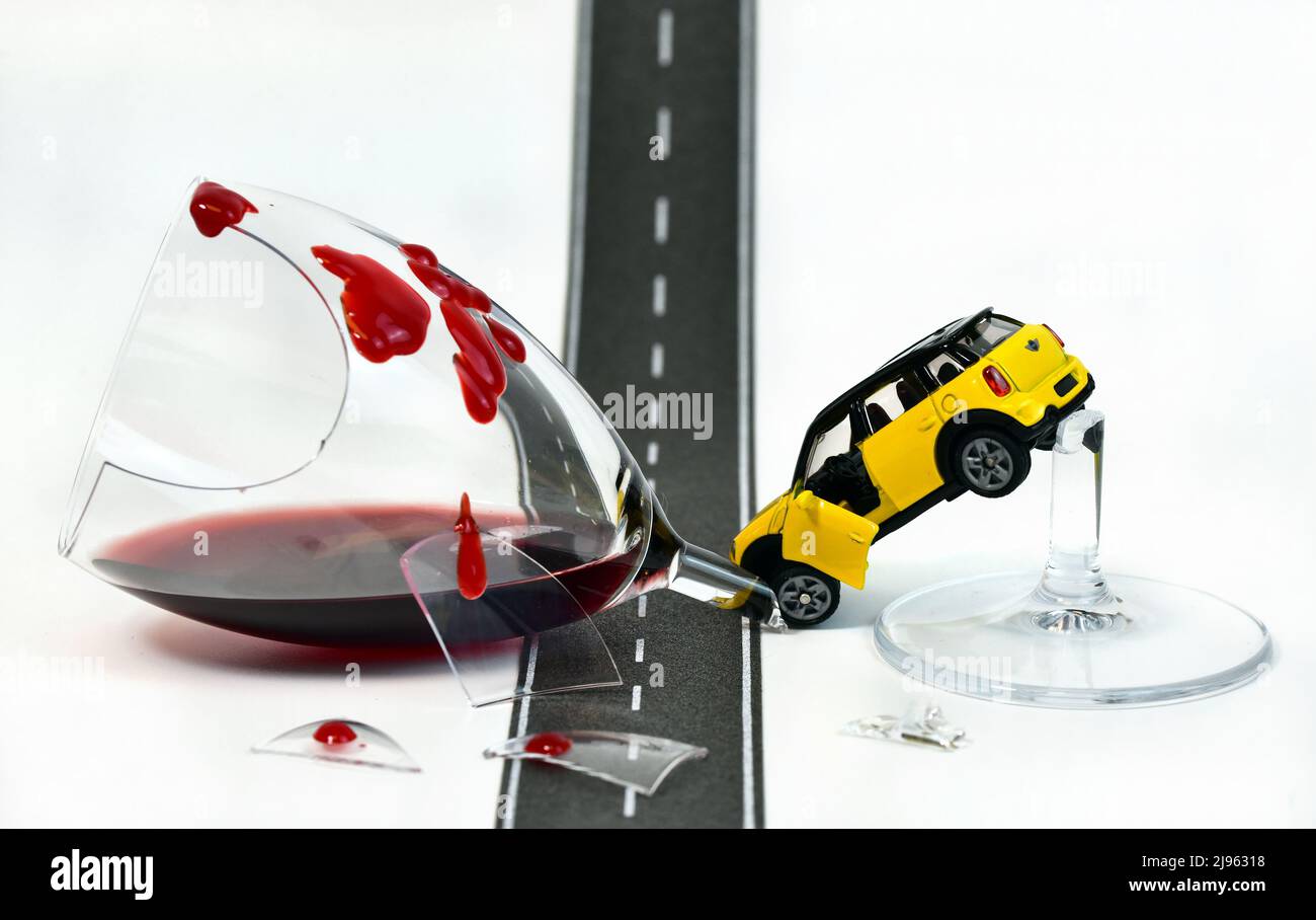 funny drinking and driving scenery accident with toy cars Stock Photo ...