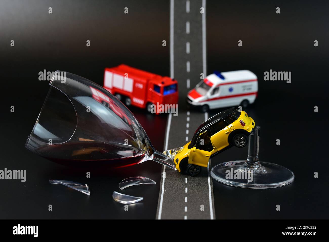 funny drinking and driving scenery accident with toy cars Stock Photo ...