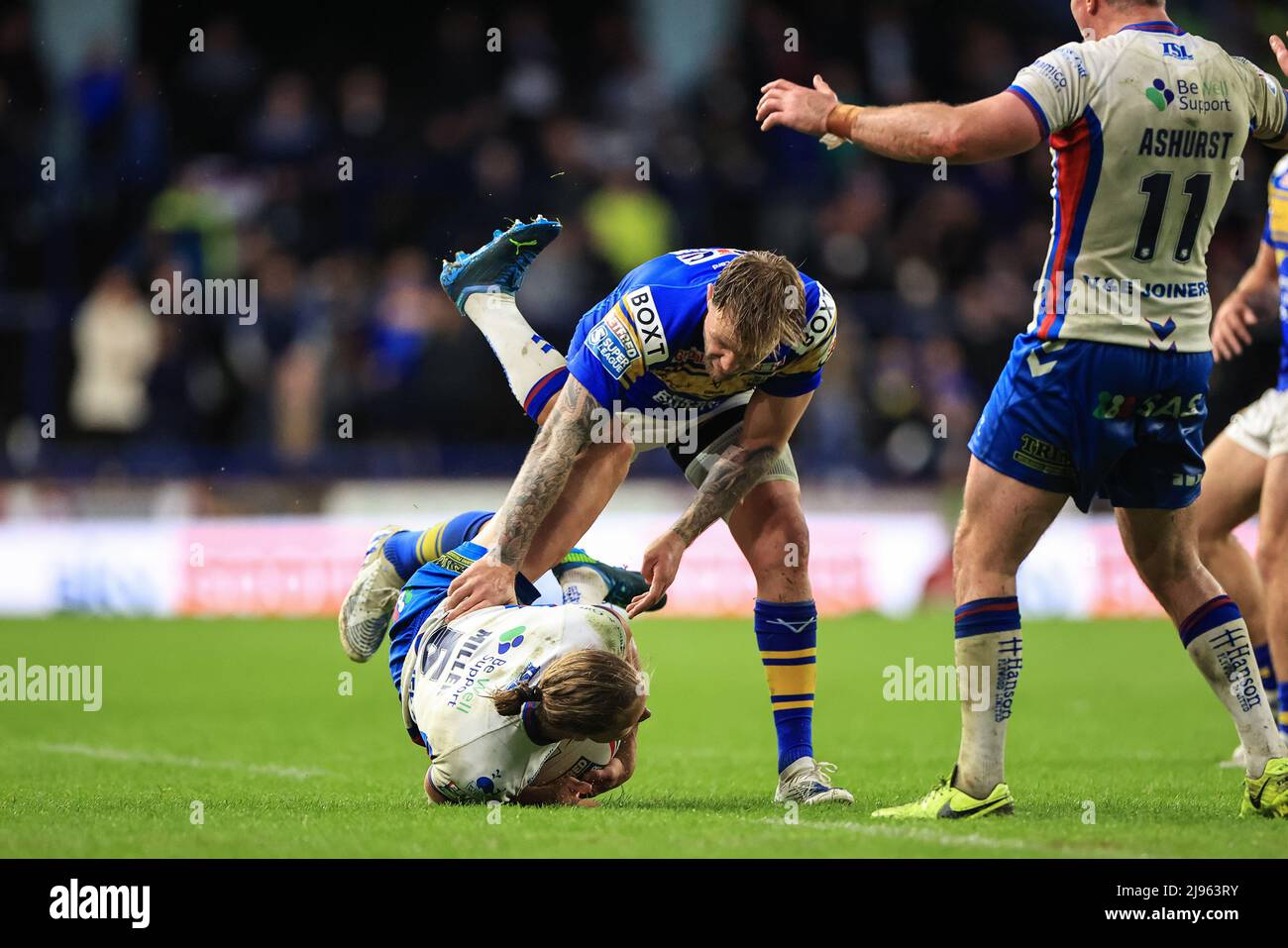 Leeds, UK. 20th May, 2022. Jacob Miller #6 of Wakefield Trinity is is ...