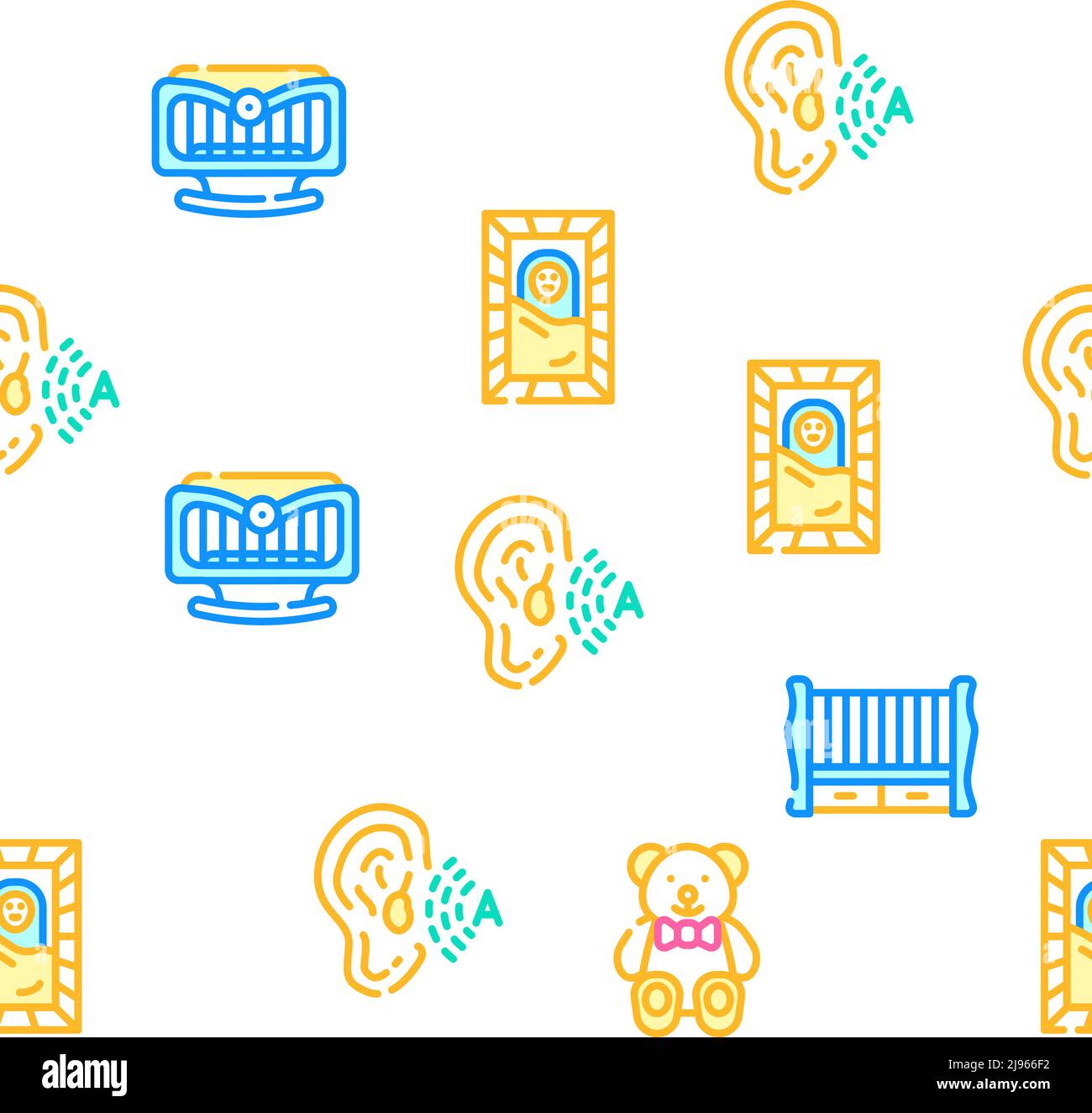 Newborn Baby Sleep Accessories Icons Set Vector Stock Vector Image ...