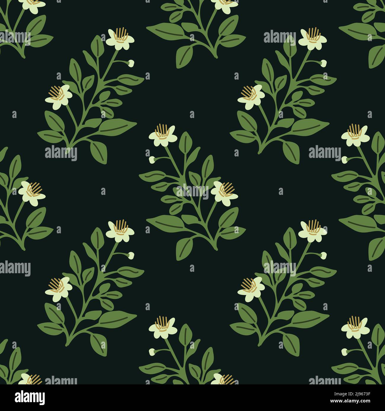 Seamless simple vector decorative myrtle pattern Stock Vector Image ...