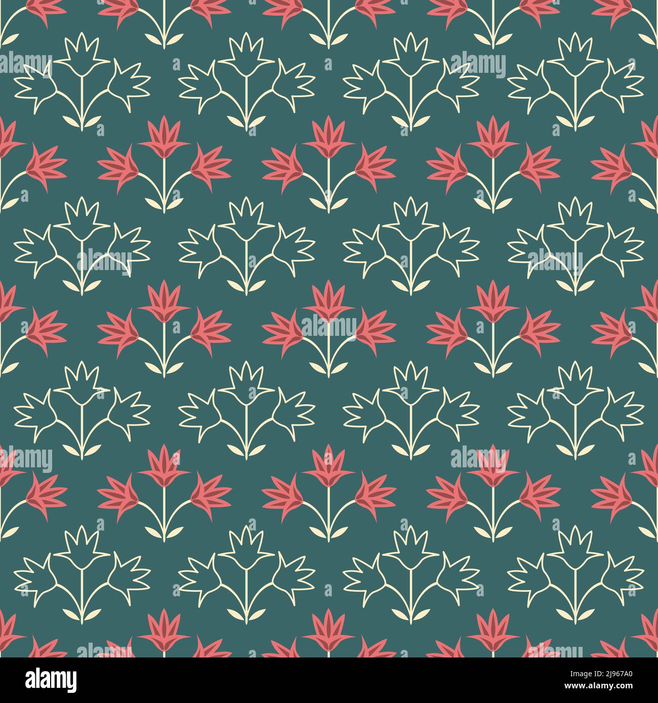 Seamless decorative simple floral pattern Stock Vector Image & Art - Alamy