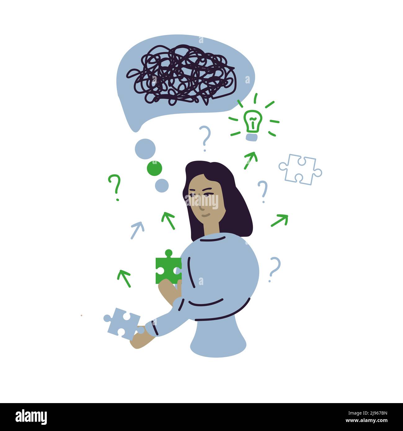 Woman solving problem vector illustration Stock Vector Image & Art - Alamy