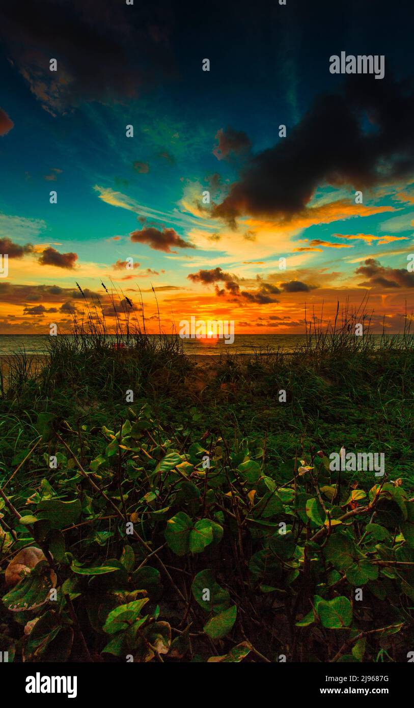 Colorful Sunrise at Jetty Park, Fort Pierce, Florida Stock Photo - Alamy
