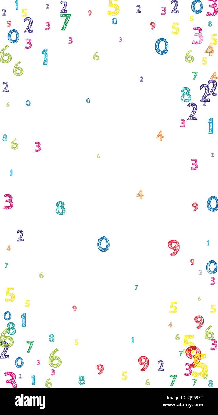 Falling colorful orderly numbers. Math study concept with flying digits ...