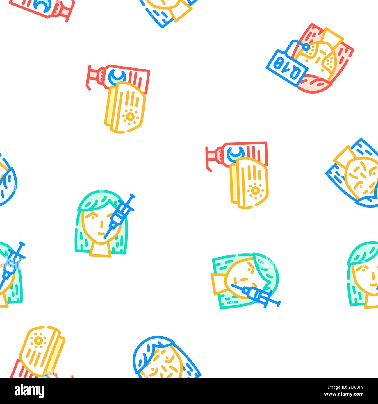 Facial Skin Care And Treatment Icons Set Vector Stock Vector Image ...