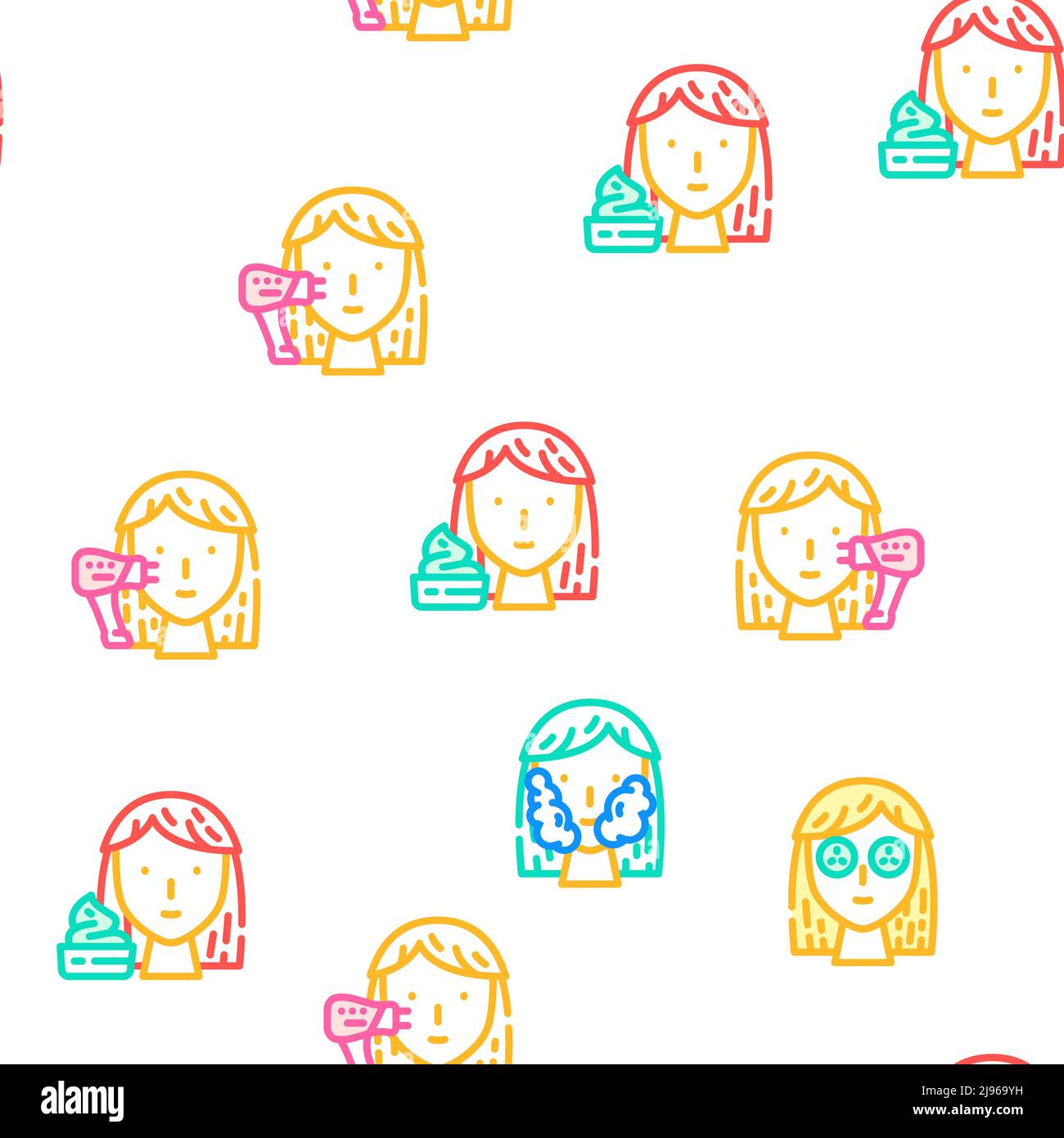 Facial Skin Care And Treatment Icons Set Vector Stock Vector Image ...