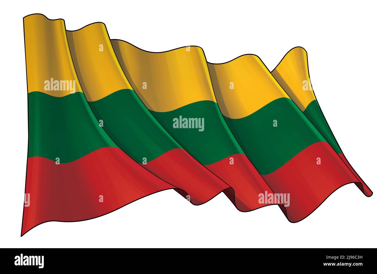 Vector illustration of a Waving Flag of Lithuania. All elements neatly ...