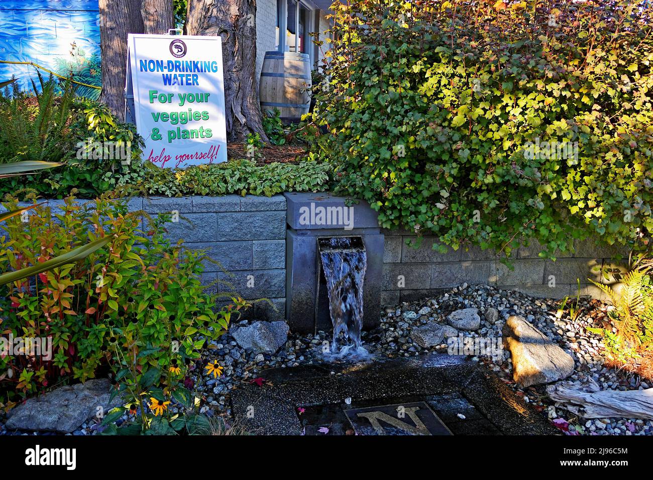 A public water source from an underground spring in a park in a coastal ...