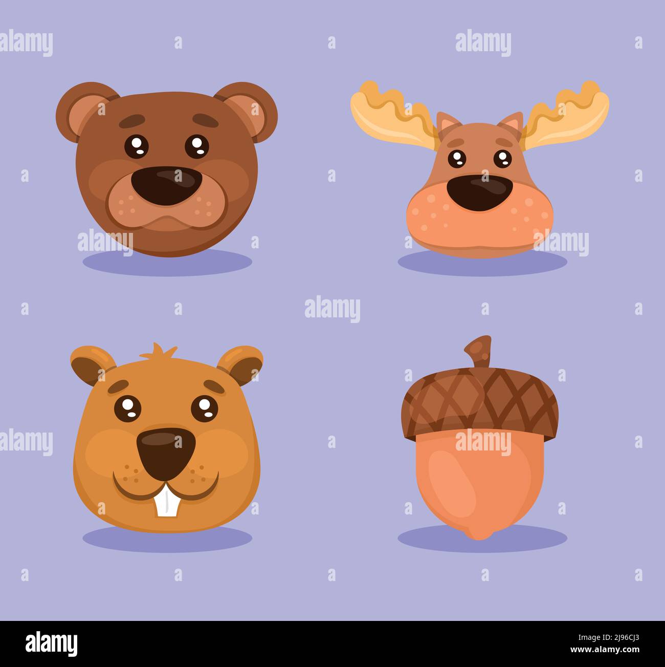woodland animals heads and nut Stock Vector Image & Art - Alamy