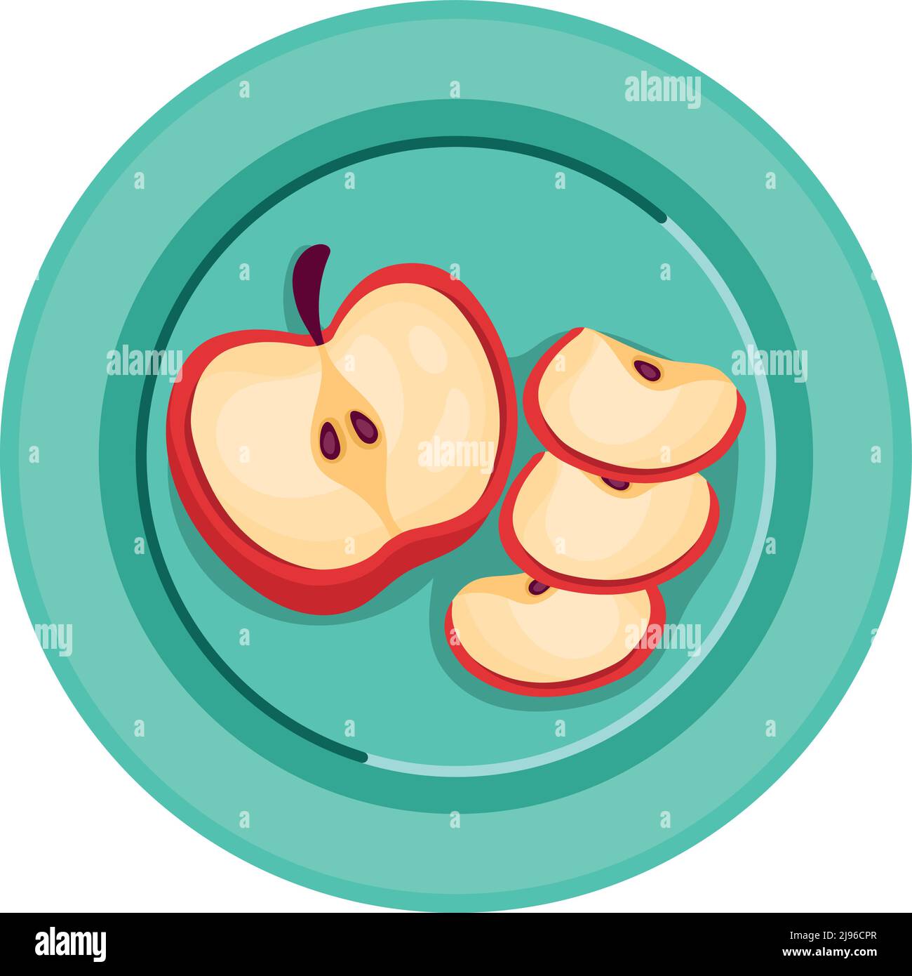 apple fruit slices in dish icon Stock Vector Image & Art - Alamy