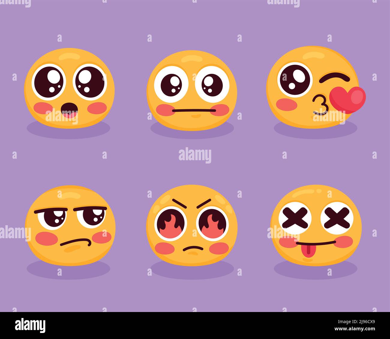 six emojis characters set icons Stock Vector Image & Art - Alamy