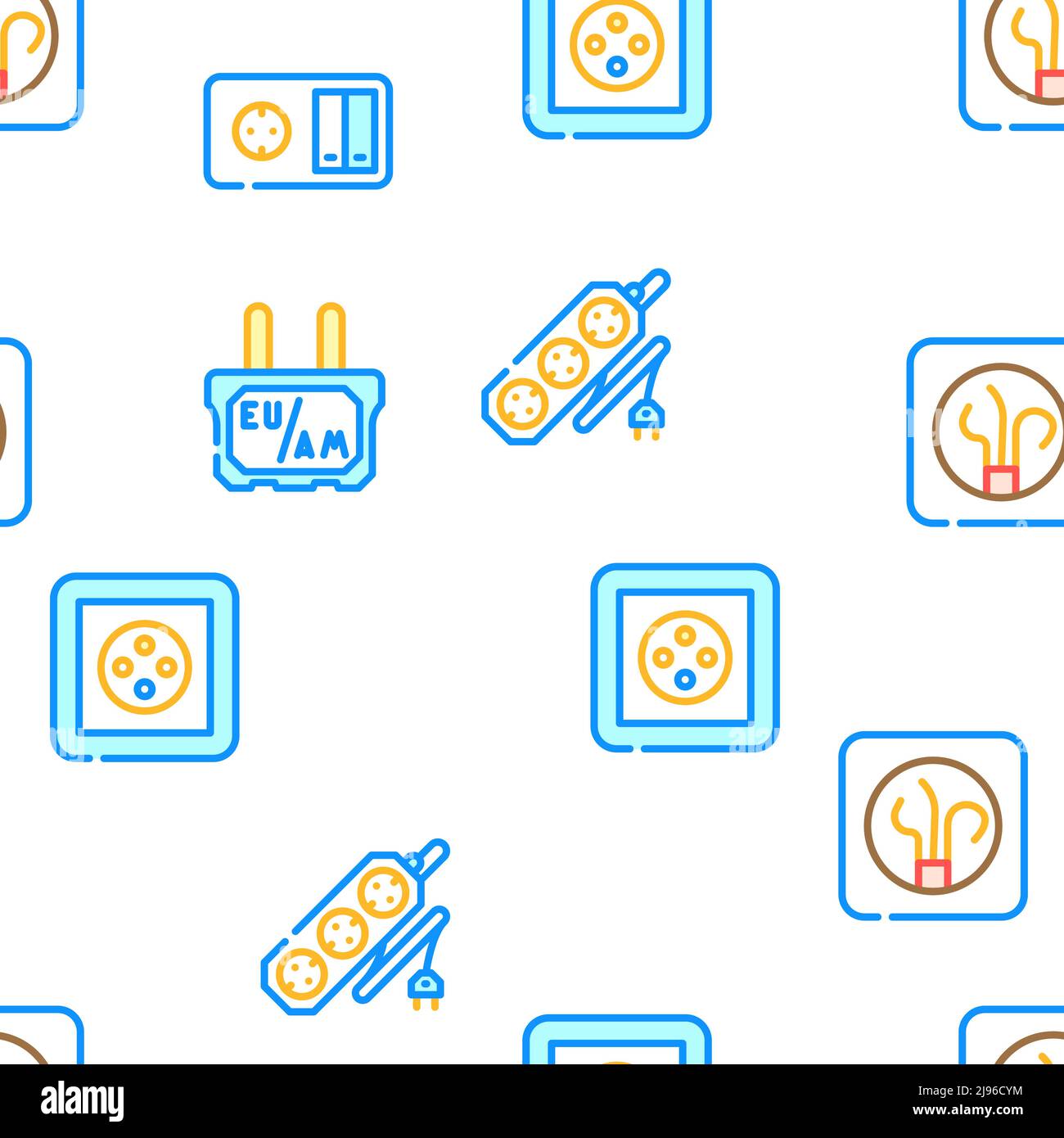Socket Power Electrical Accessory Icons Set Vector Stock Vector Image ...