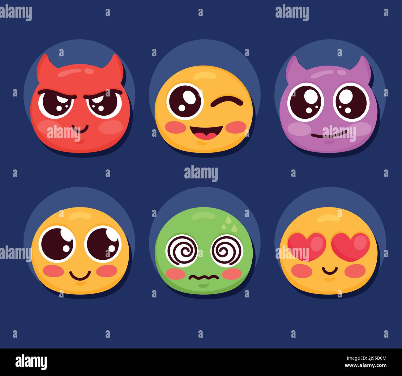 six emoticons characters set icons Stock Vector Image & Art - Alamy
