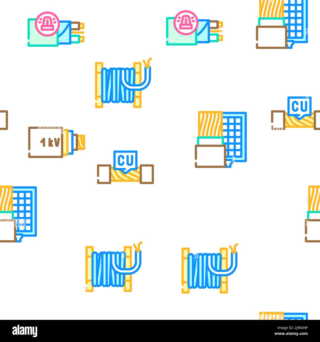 Cable Wire Electrical System Icons Set Vector Stock Vector Image & Art ...