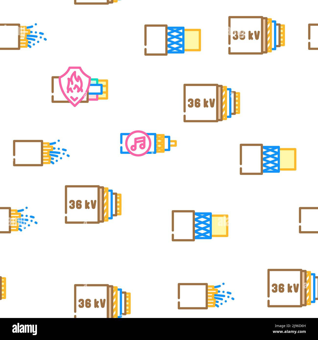 Cable Wire Electrical System Icons Set Vector Stock Vector Image & Art ...