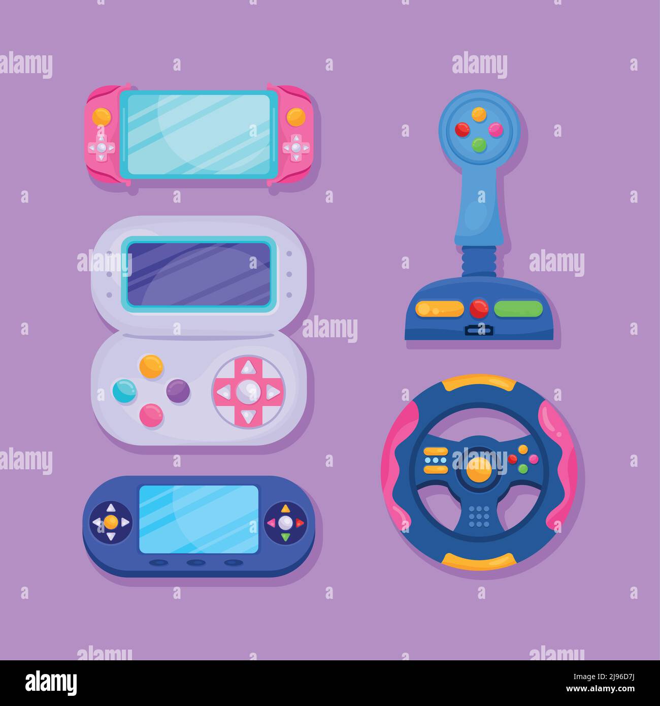 electronic games set five icons Stock Vector Image & Art - Alamy