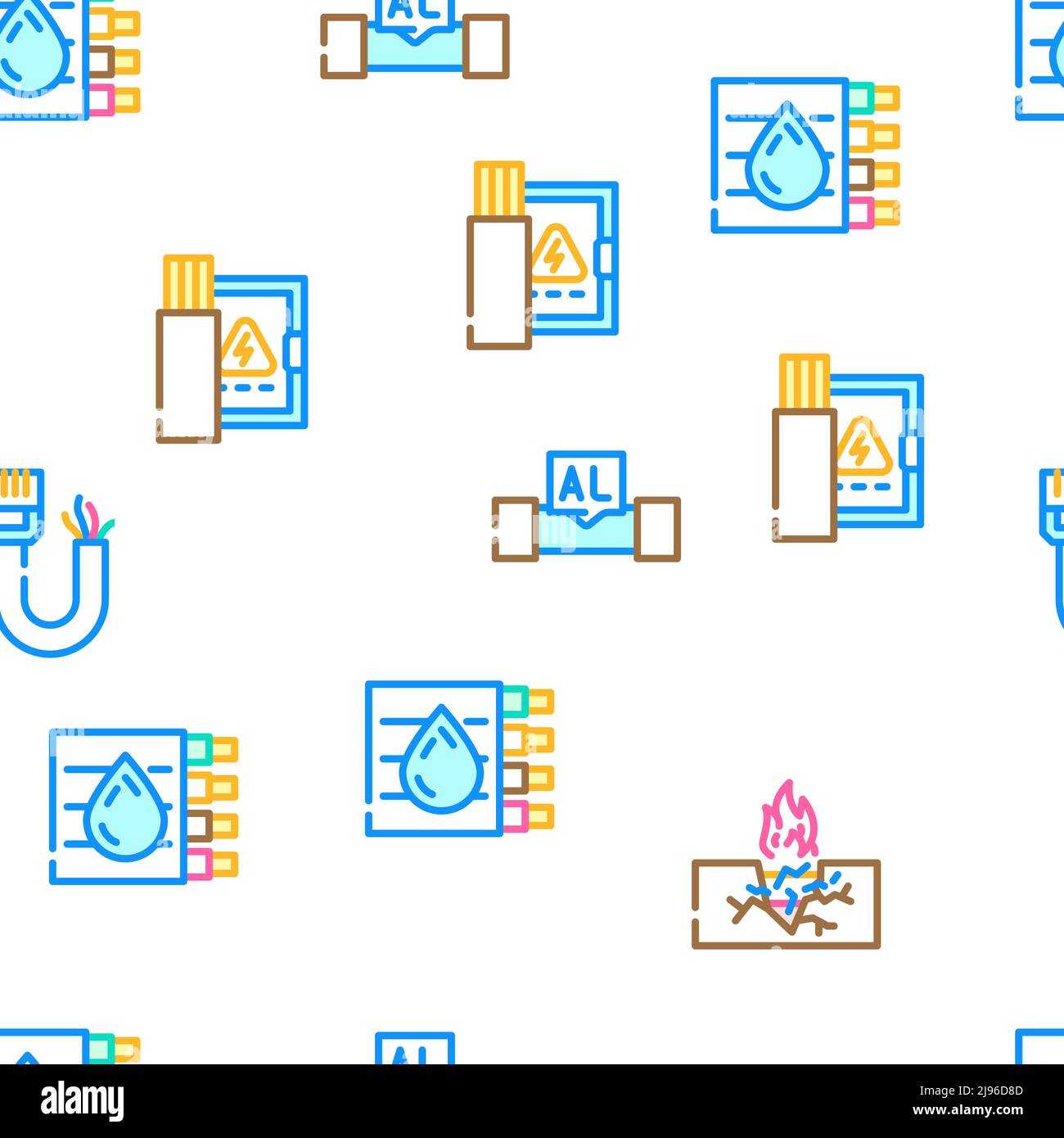 Cable Wire Electrical System Icons Set Vector Stock Vector Image & Art ...