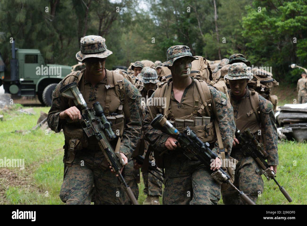 U.S. Marines with 3d Battalion, 2d Marines, 3d Marine Division stage ...