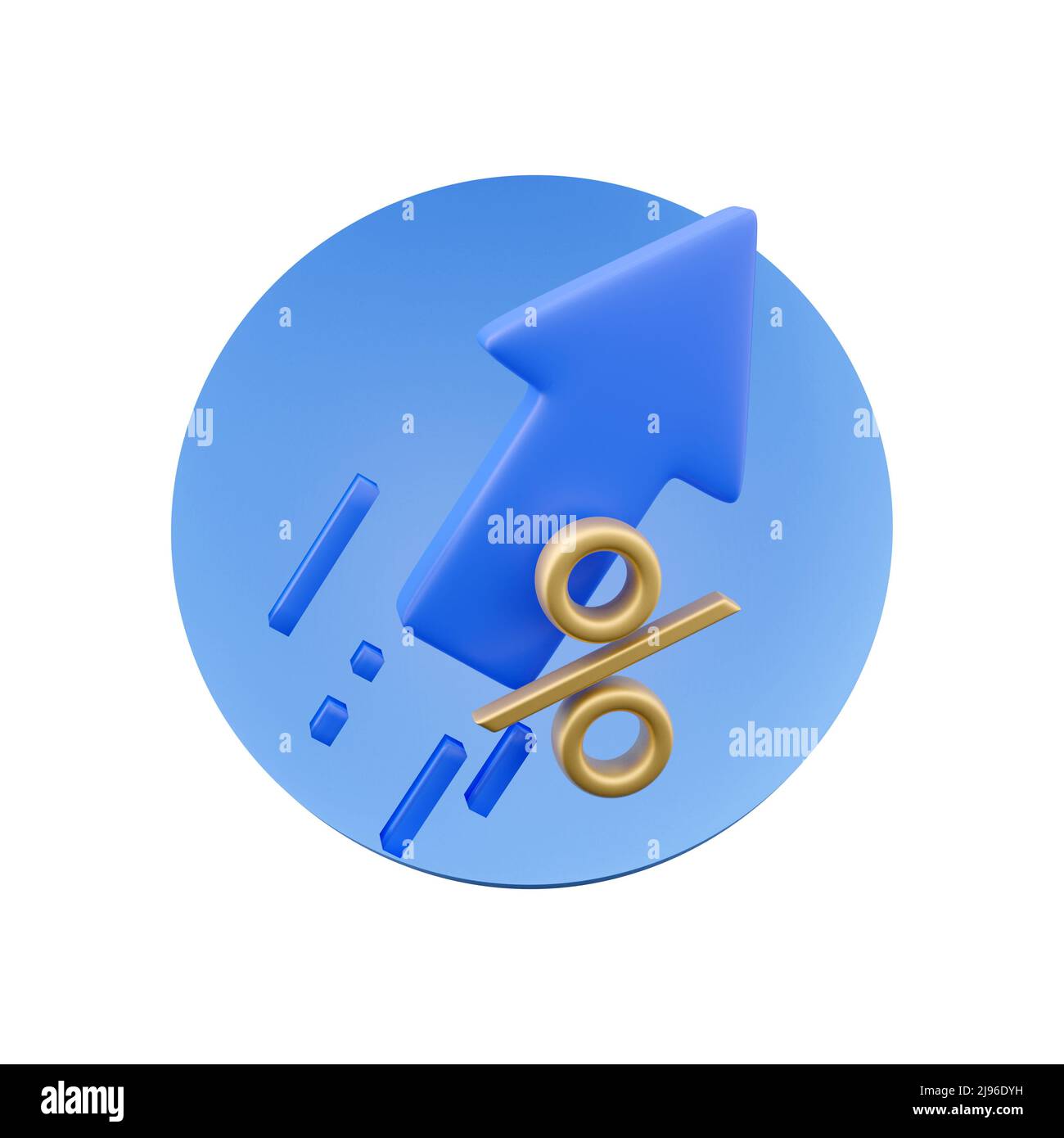 3D Rendered Illustration showing a arrow and Interest icon in blue ...