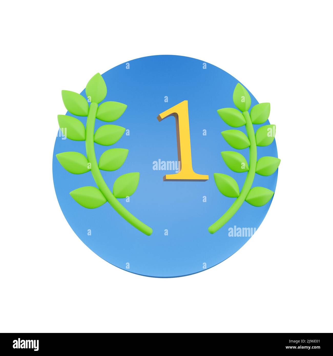3d render branch and 1 sign in blue circle. 3d rendering branch and 1 ...