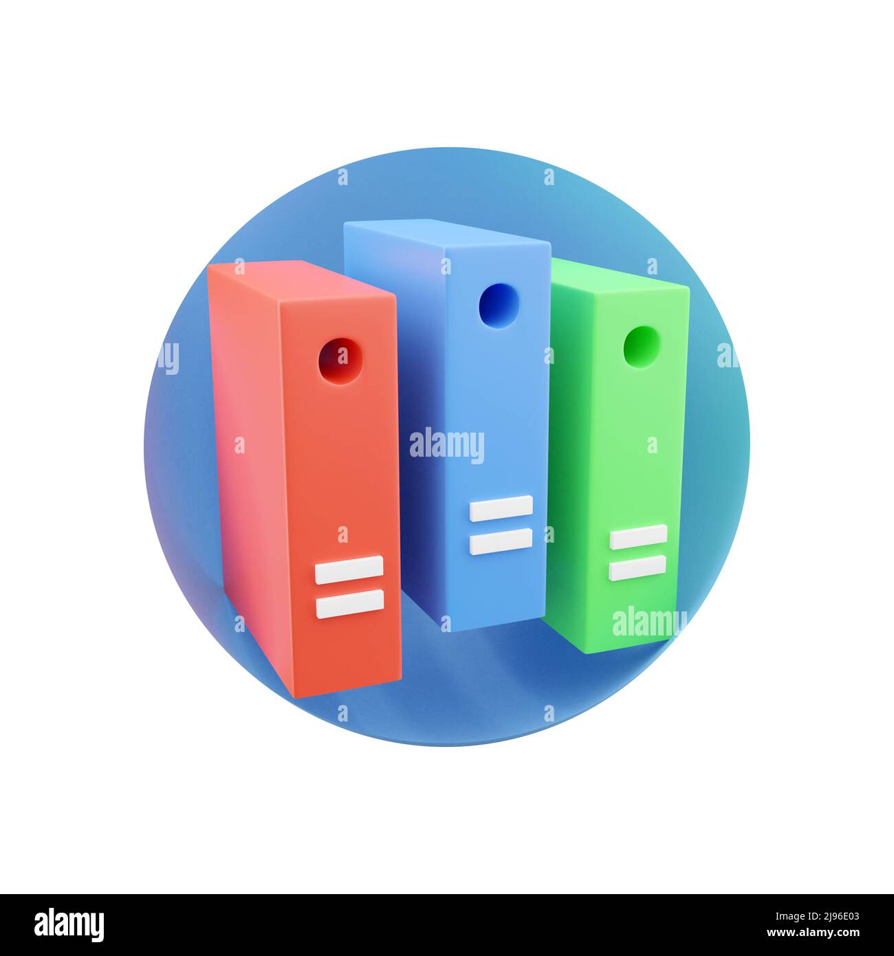 3d render closed folder document organizer in blue circle. 3d colorful ...