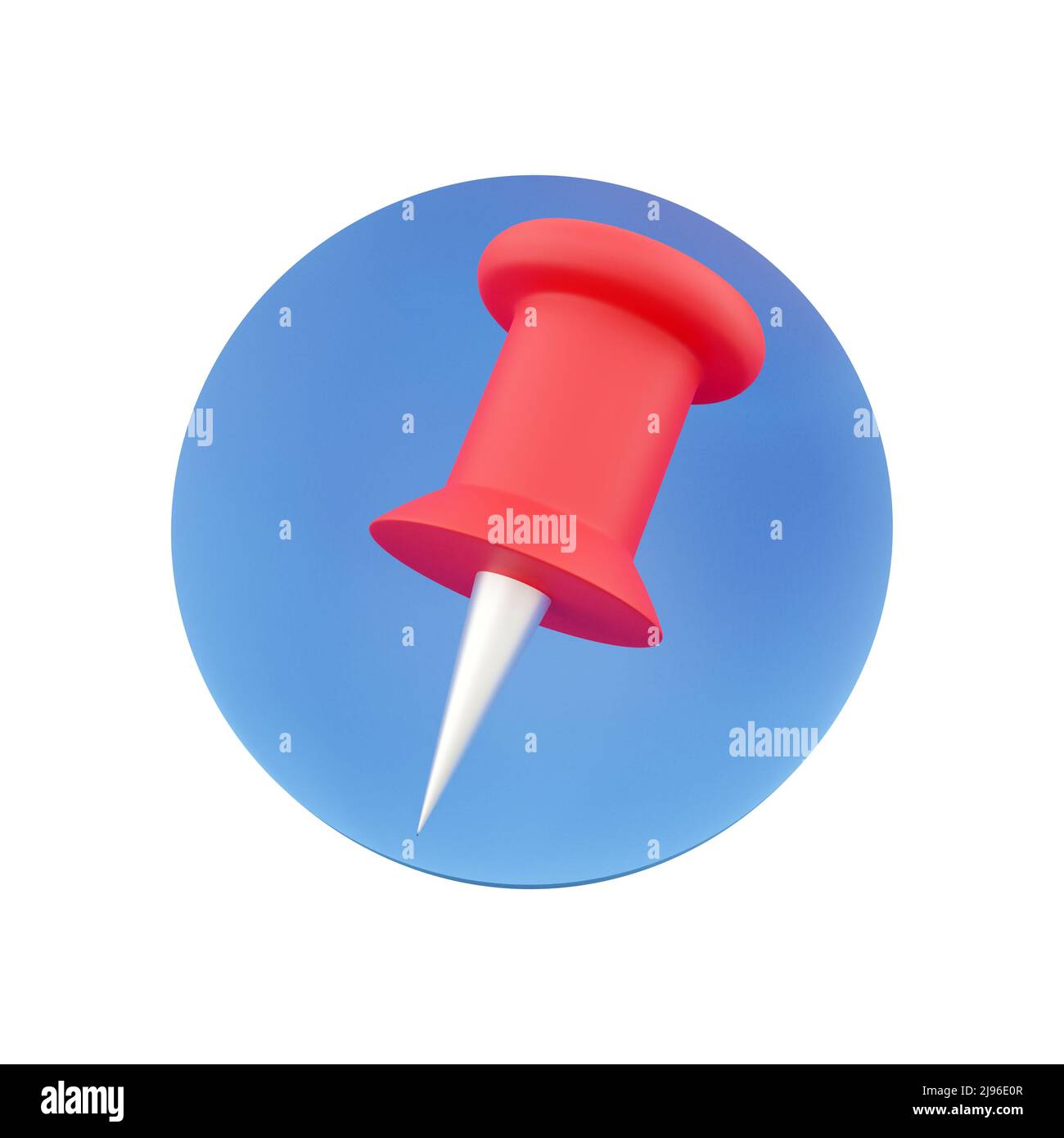 3d render pin in blue circle. 3d rendering drawing pin in blue circle ...