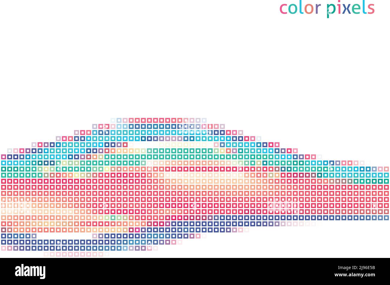 Bright wavy line by color pixels on a white. Vector graphic pattern ...