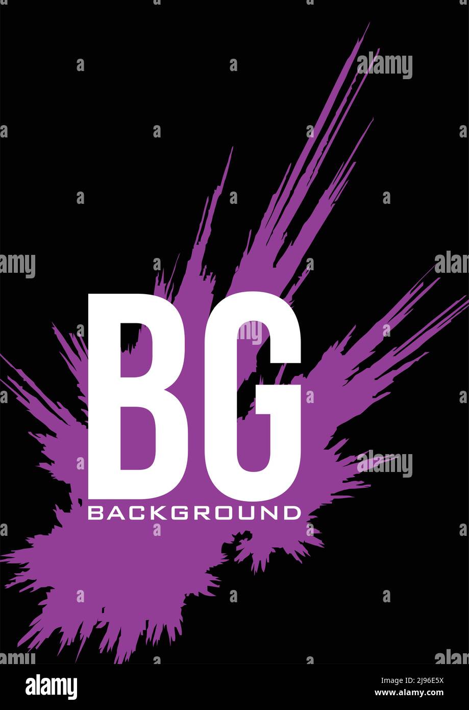 Abstract poster template with violet color stain on black background ...