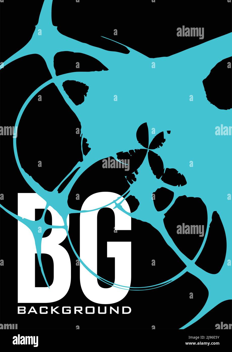 Abstract poster template with turquoise color stain on black background ...