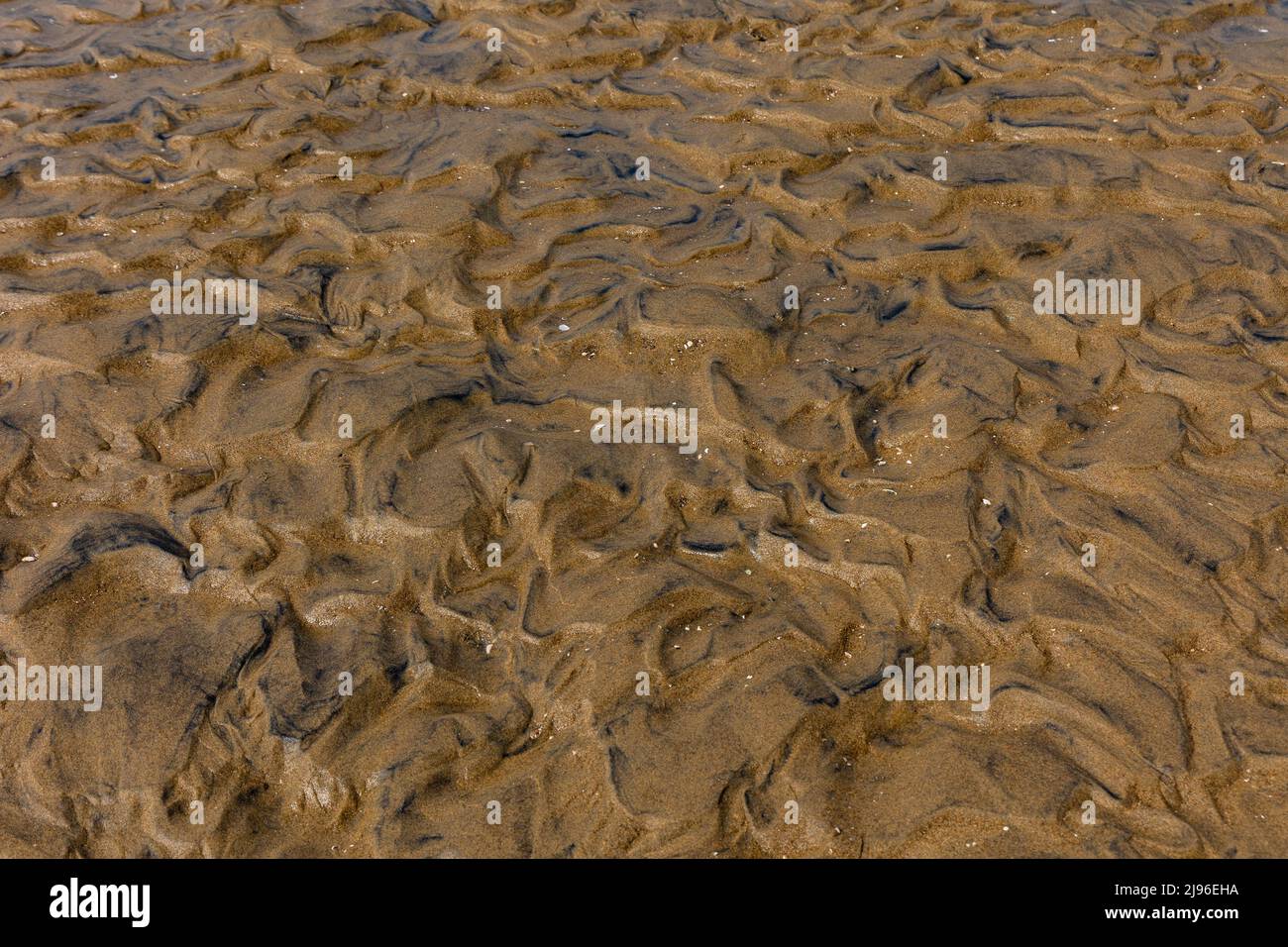 Beautiful and natural water flow design seen on sand in shallow areas ...