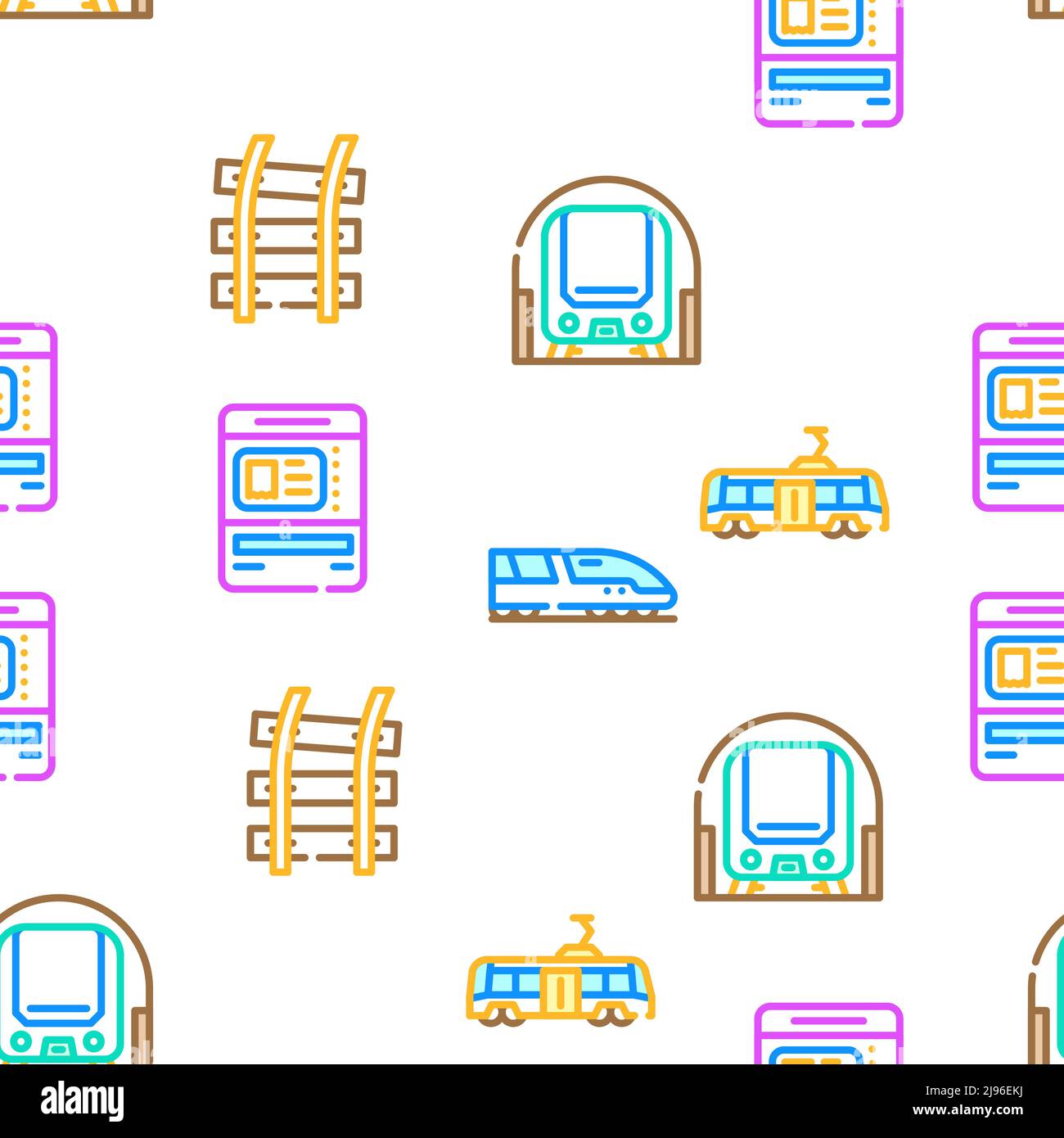 Railway Train Transportation Icons Set Vector Stock Vector Image & Art ...