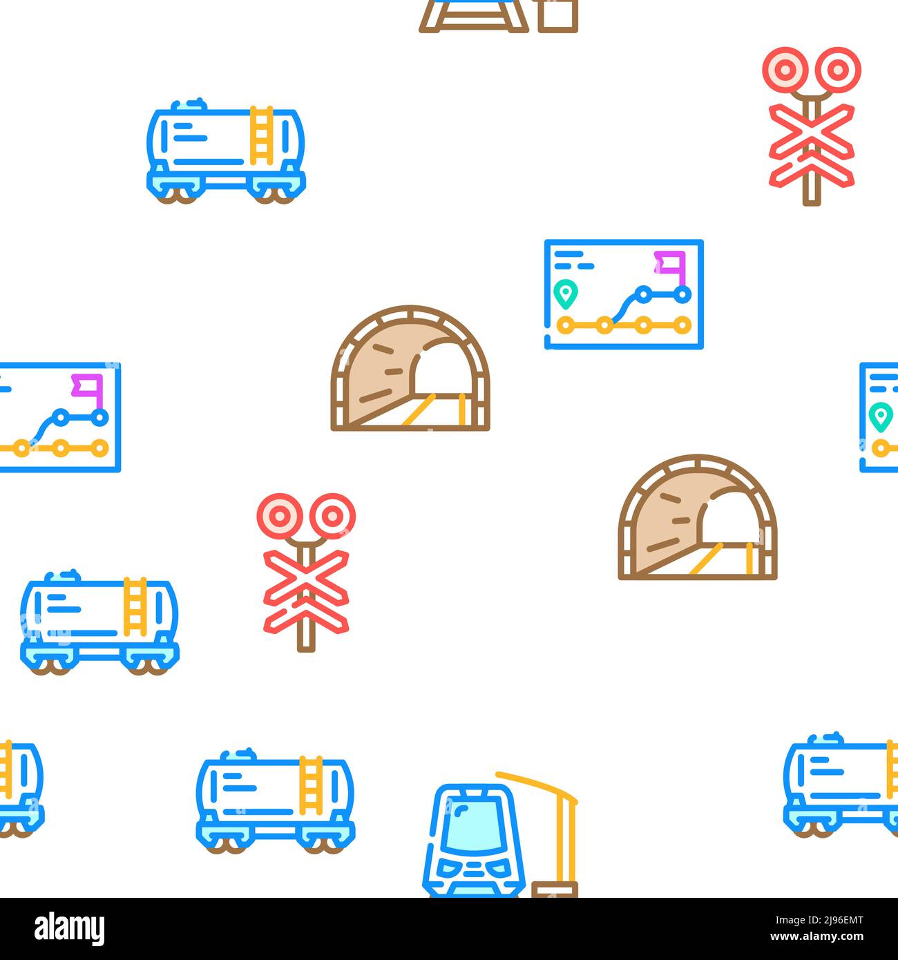 Railway Train Transportation Icons Set Vector Stock Vector Image & Art ...