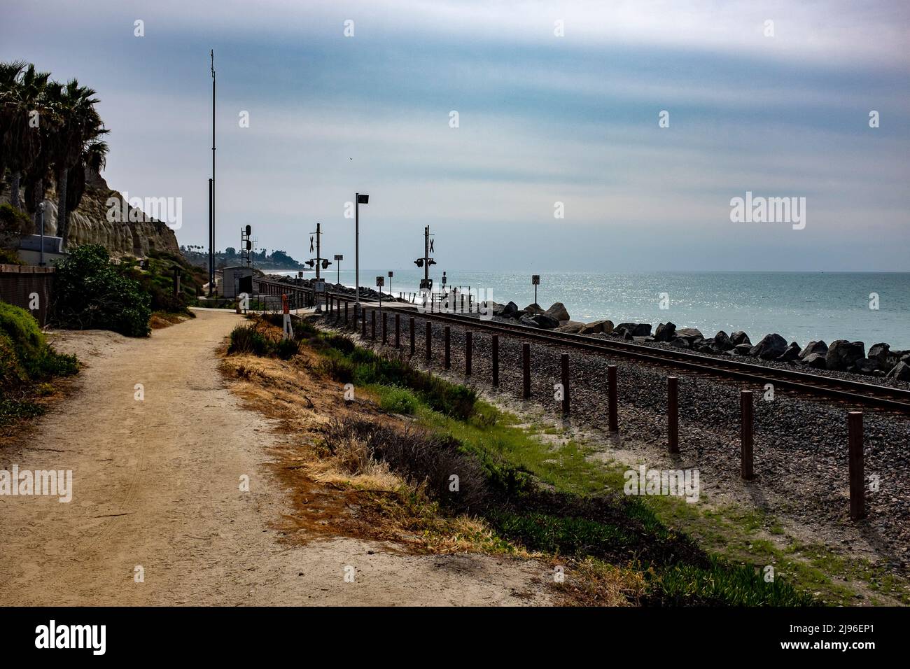 Railroad along ocean Stock Photo - Alamy