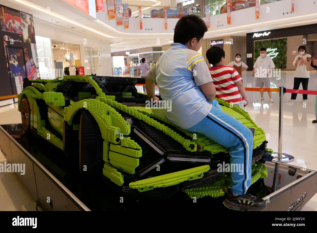 XI'AN, CHINA - MAY 20, 2022 - A Lamborghini made of Lego bricks is seen ...