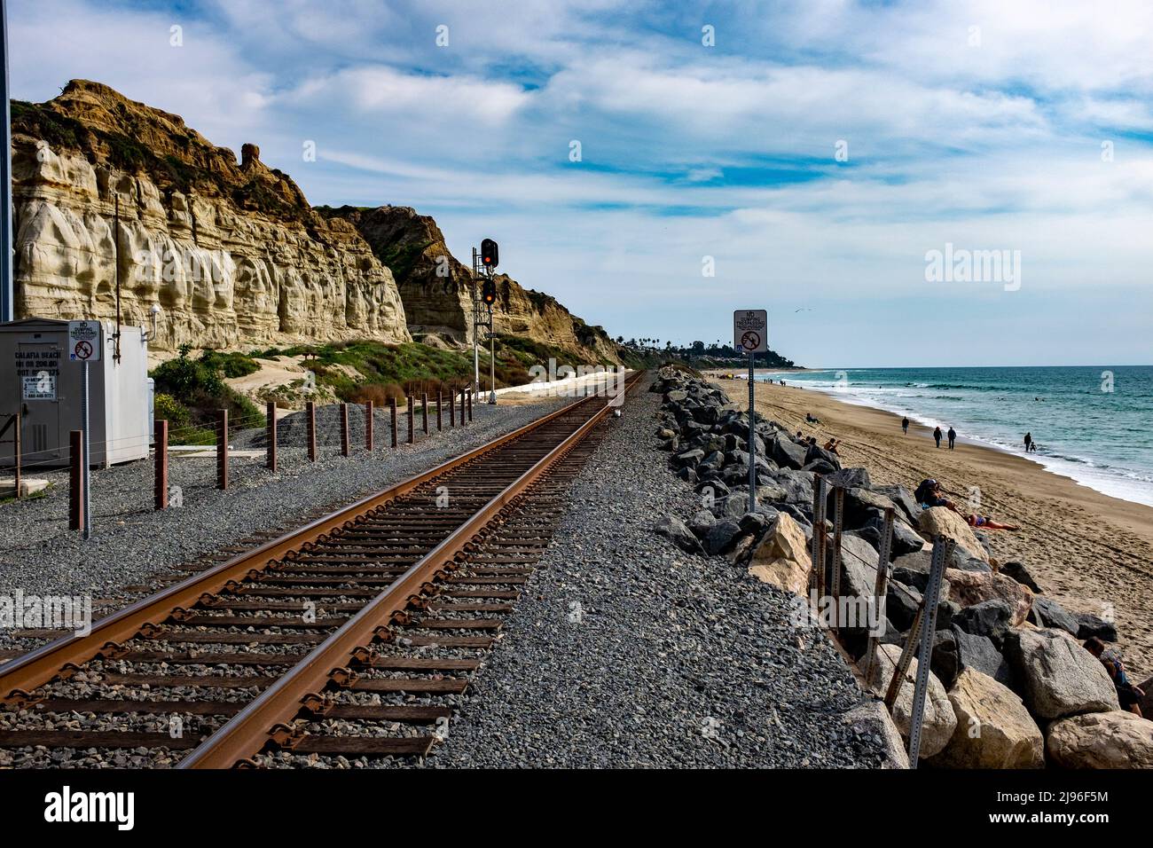 Railroad Tracks along beach Stock Photo - Alamy