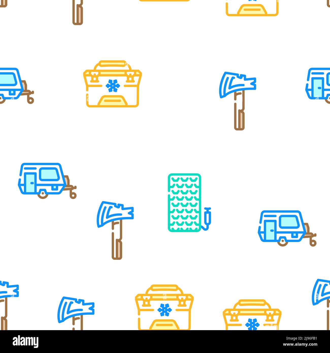 Camping Hiker Tool And Gadget Icons Set Vector Stock Vector Image & Art ...