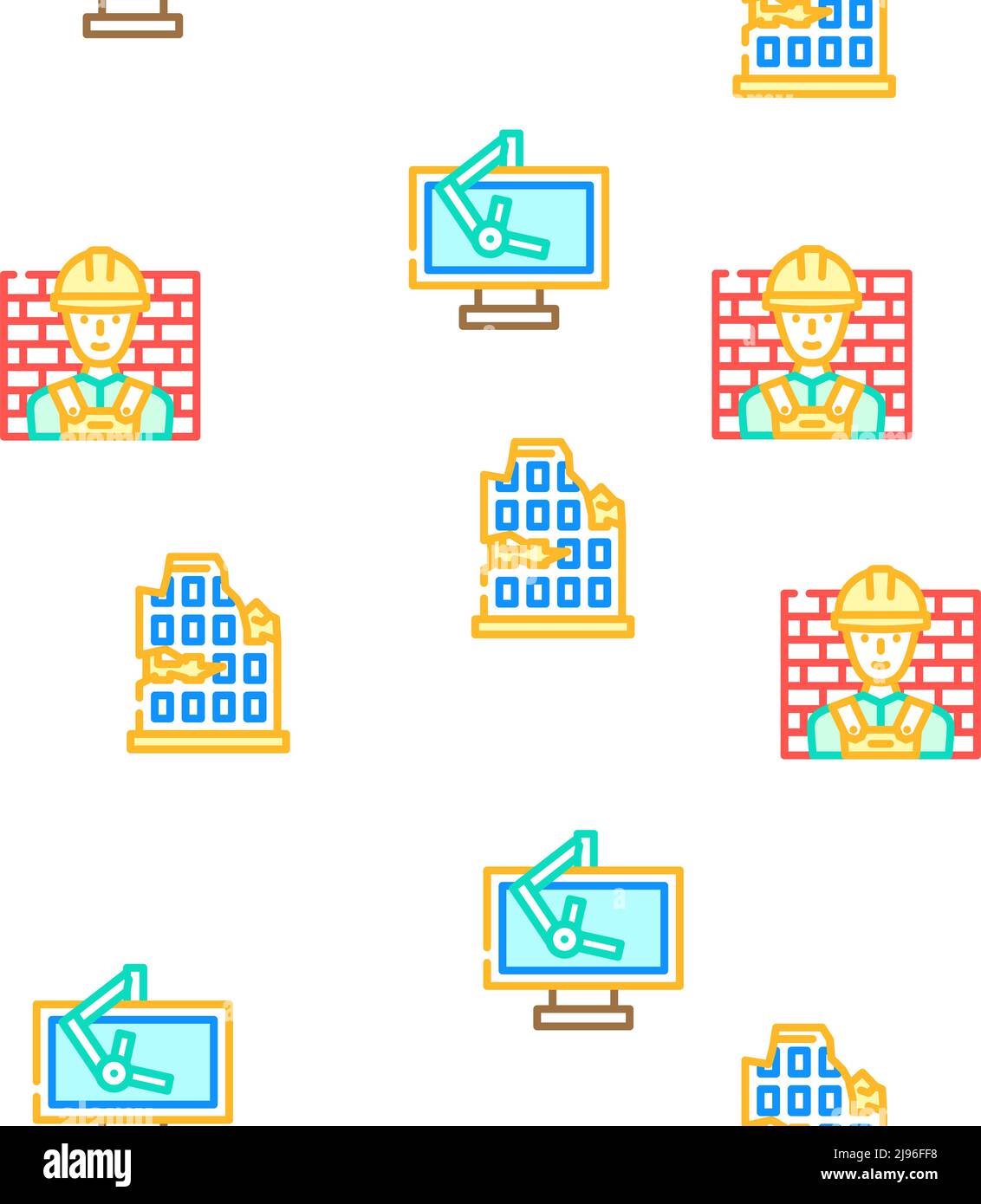 Architect Professional Occupation Icons Set Vector Stock Vector Image ...