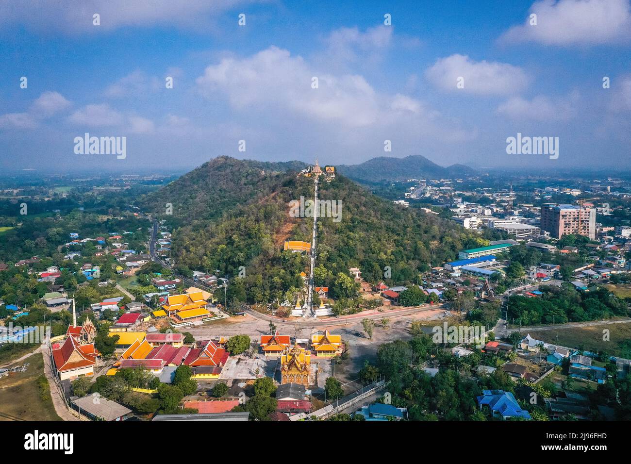 Aerial view of Wat Sangkat Rattana Khiri temple in Uthai Thani ...
