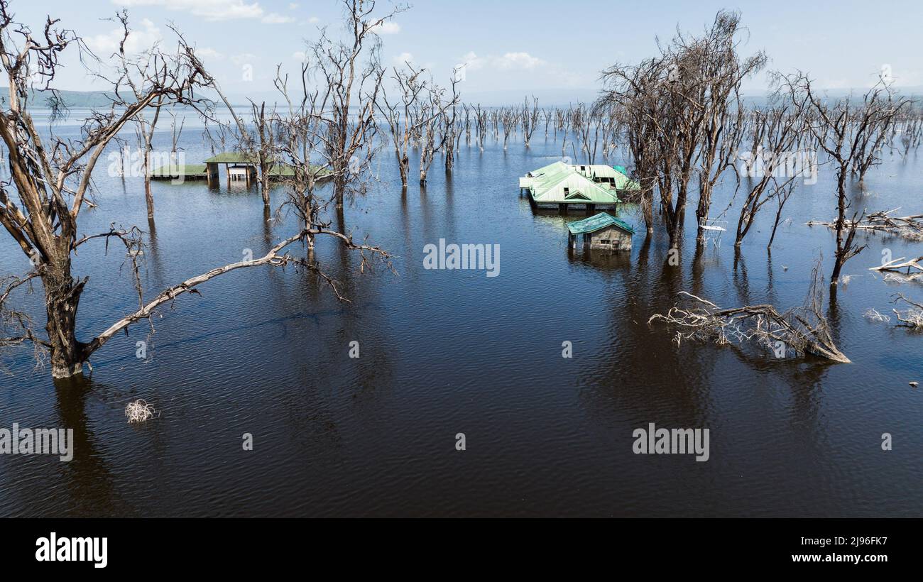 (EDITORS NOTE: Image taken with drone)An aerial view of Lake Nakuru ...